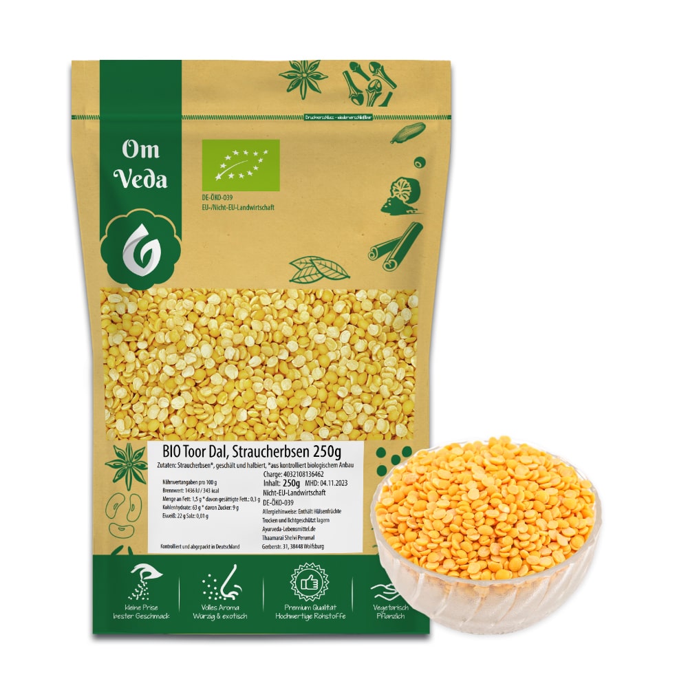 BIO Toor Dal, Straucherbsen, Indische Hülsenfrüchte Dhal, Arhar dal ...